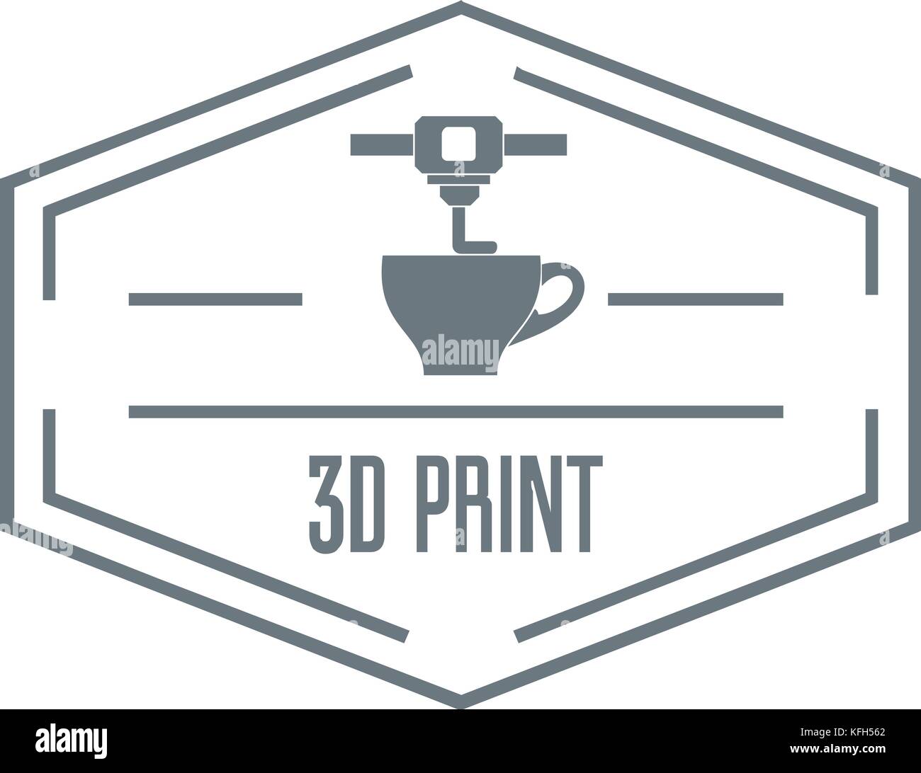 Plastic 3d printing logo, simple gray style Stock Vector Image & Art ...