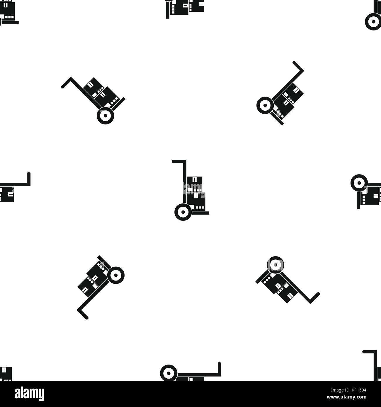 Hand cart with cardboards pattern seamless black Stock Vector Image ...