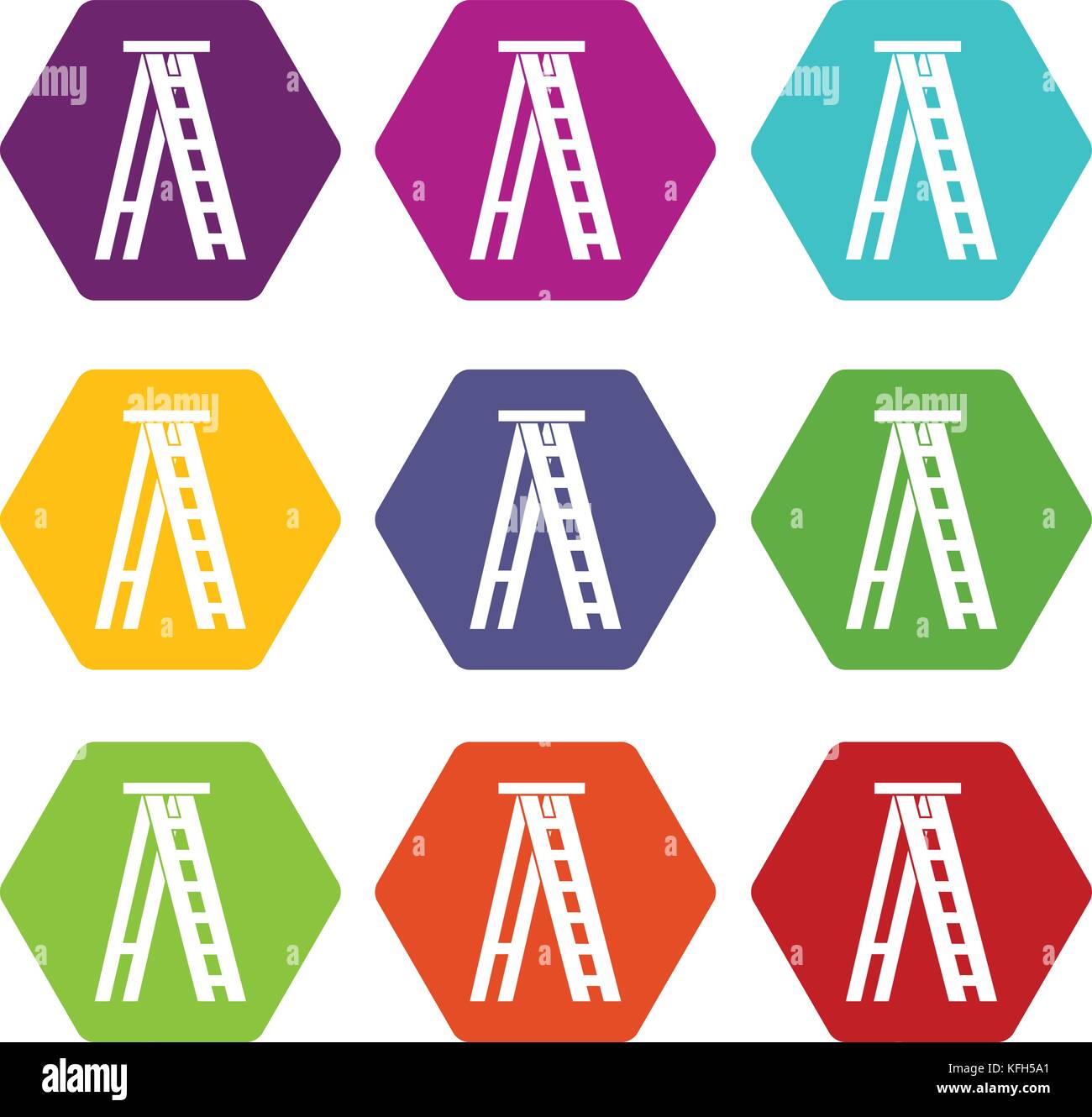 Stepladder icon set color hexahedron Stock Vector Image & Art - Alamy