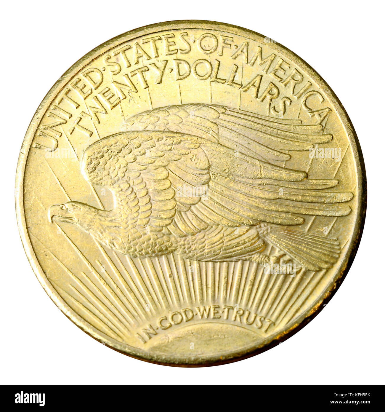 Gold american coin iisolated on white background Stock Photo - Alamy