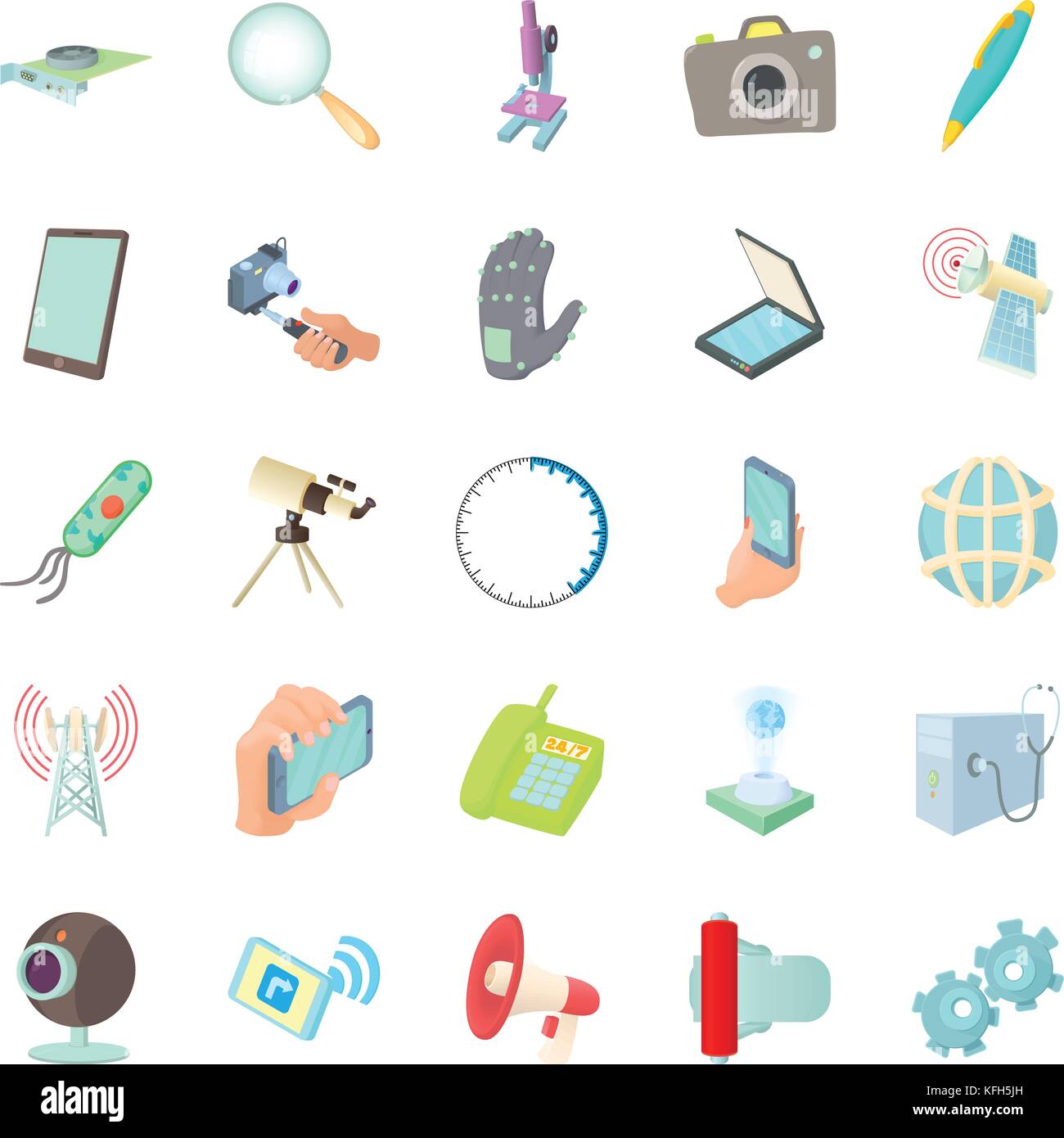 Updated technology icons set, cartoon style Stock Vector Image & Art ...