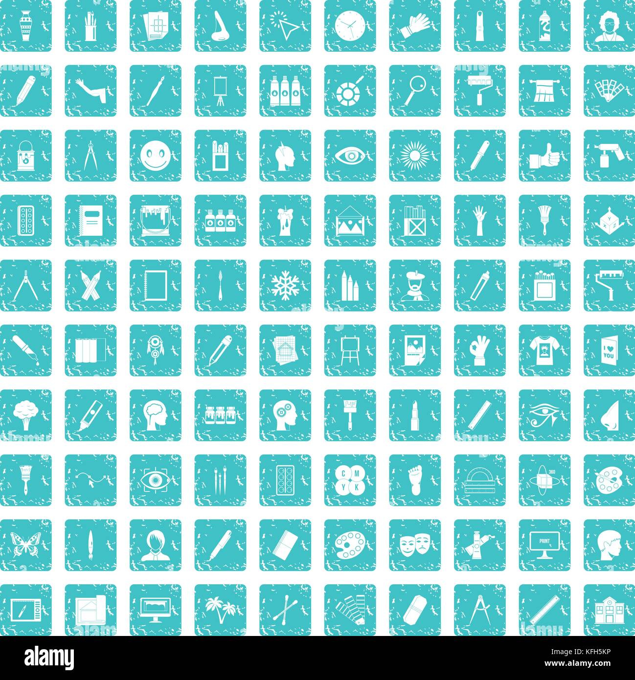 100 paint icons set grunge blue Stock Vector Image & Art - Alamy
