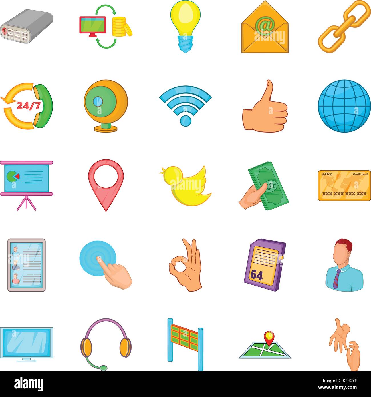 Global information icons set, cartoon style Stock Vector Image & Art ...
