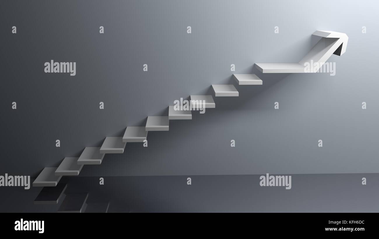 Stairs going up with arrow to right - 3D rendering Stock Photo - Alamy