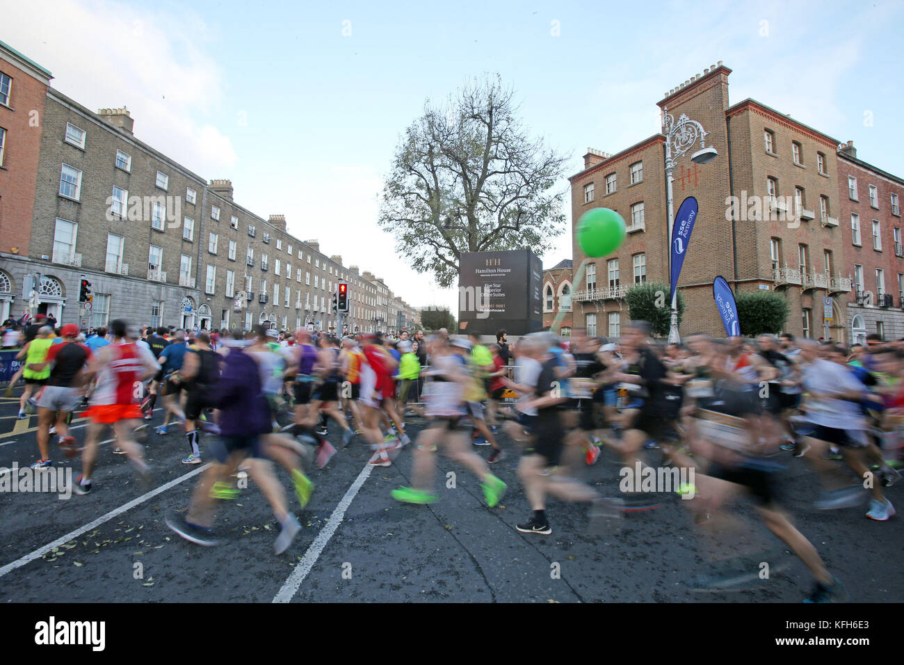 Runners at the start of the Dublin Marathon in Dublin city centre Stock ...