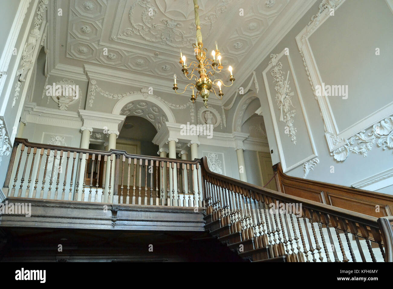 Staircase at Stoneleigh Abbey, Stoneleigh, Warwickshire, UK Stock Photo ...