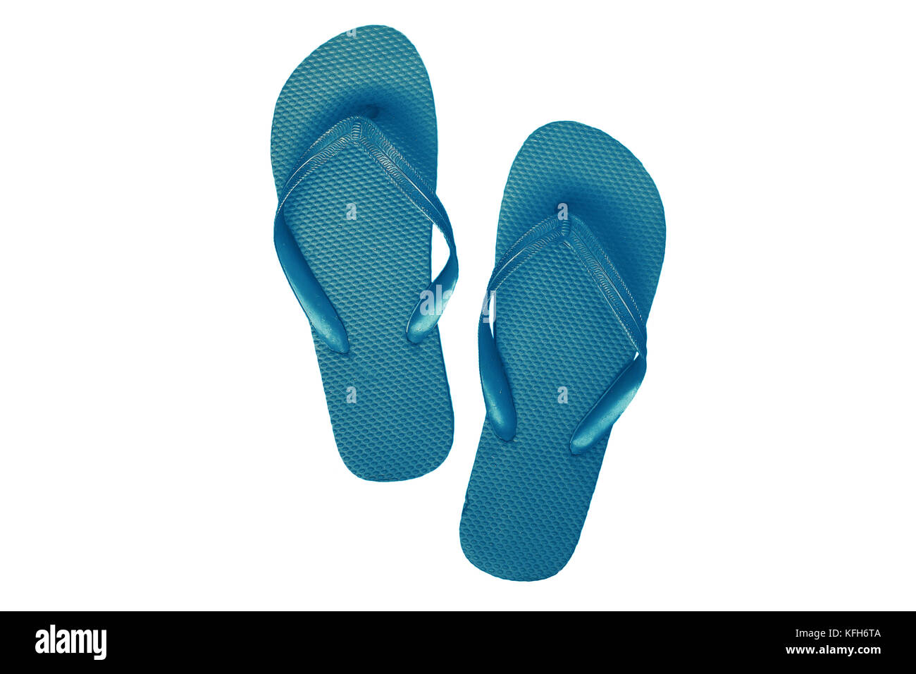 Blue rubber flip flops, isolated on white background Stock Photo - Alamy