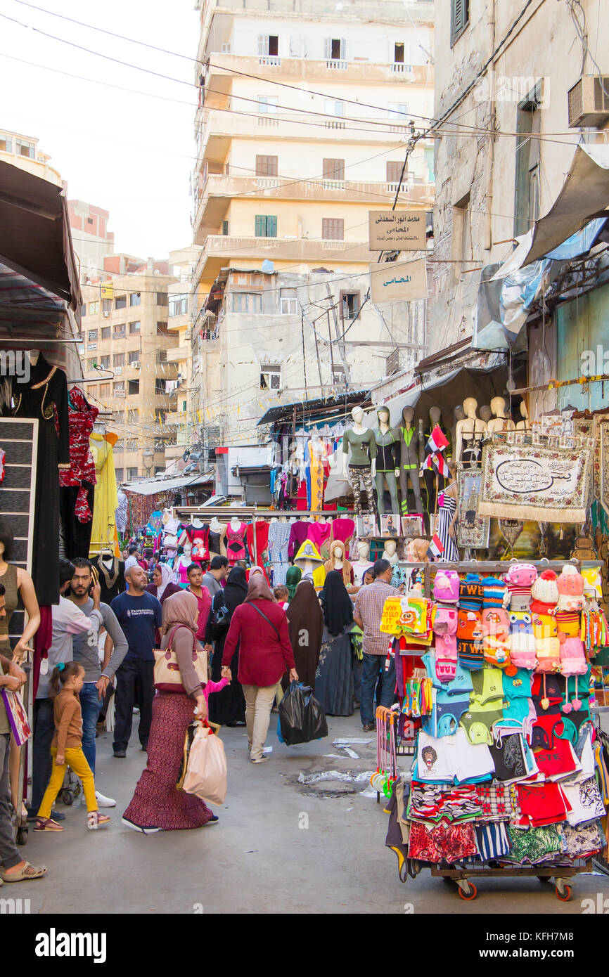 Typical street and shops near Al Manshia , Down Town of Alexandria ...