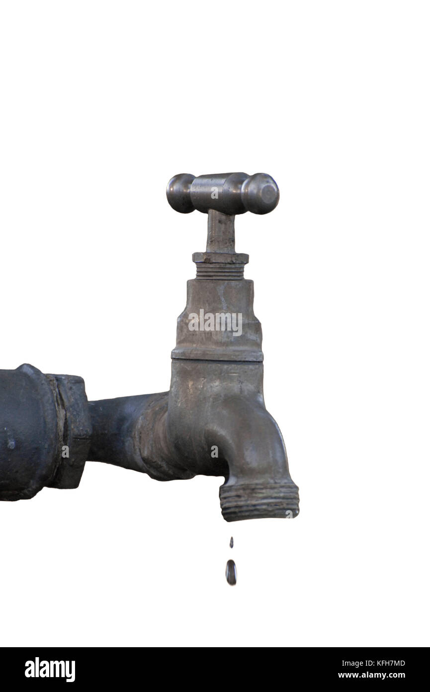 Dripping tap against a white background Stock Photo - Alamy