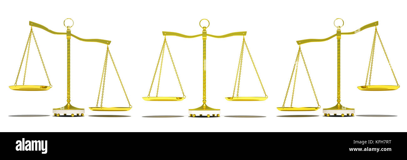 Set of gold balance scale Stock Photo - Alamy