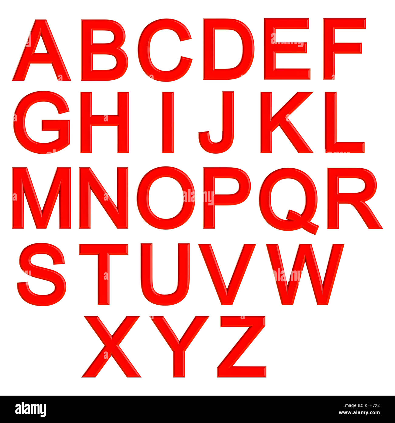 Red 3d letters alphabet, lettering Stock Photo - Alamy