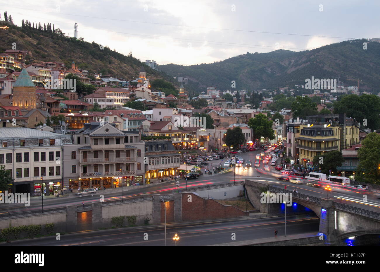 TBILISI, GEORGIA - August 12, 2017: View on Tbilisi downtown, Tbilisi ...