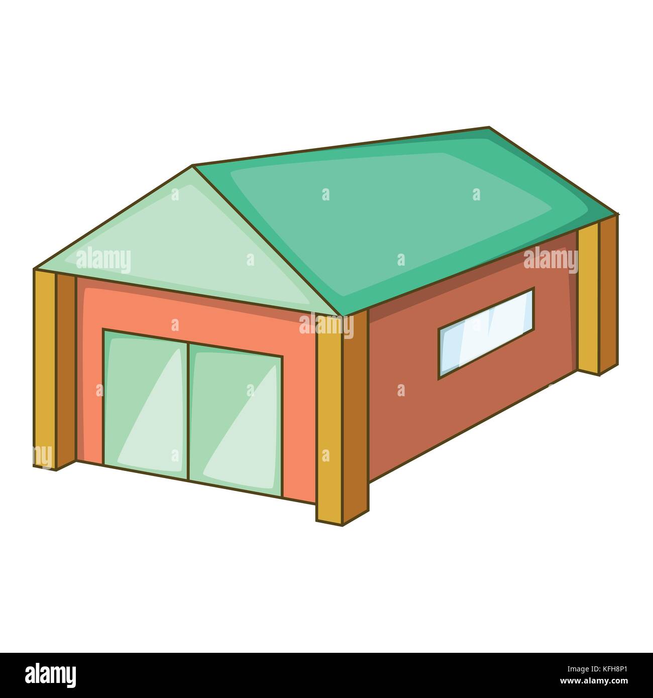 Garage with a green roof icon, cartoon style Stock Vector Image & Art ...