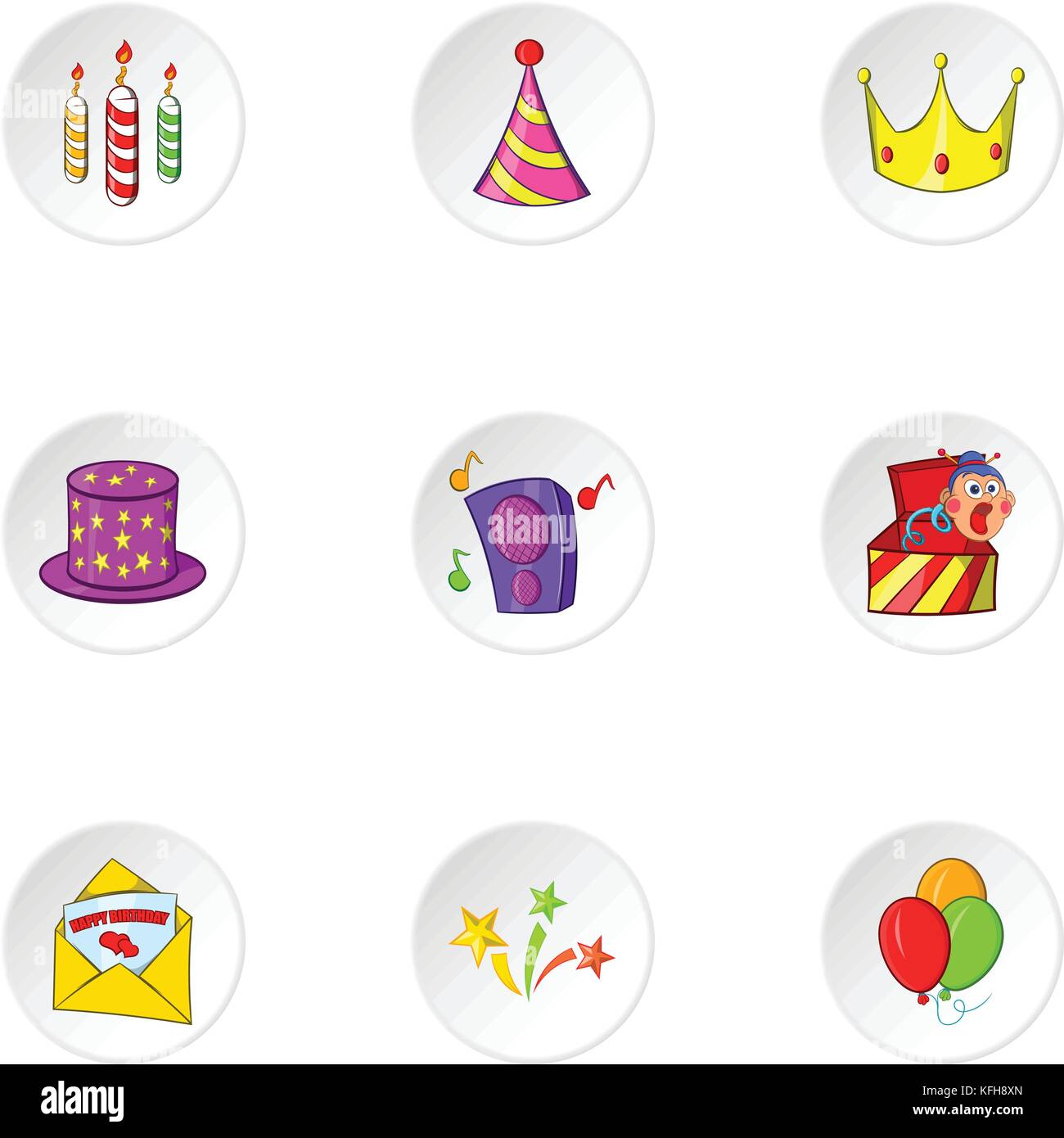 Birthday party icons set, cartoon style Stock Vector Image & Art - Alamy