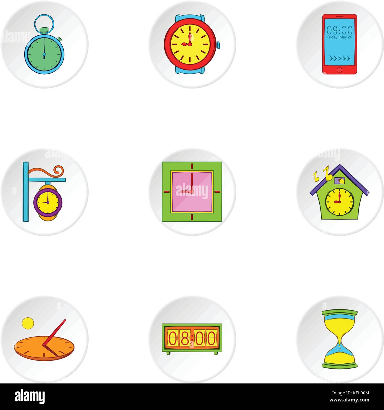 Watch icons set, cartoon style Stock Vector Image & Art - Alamy
