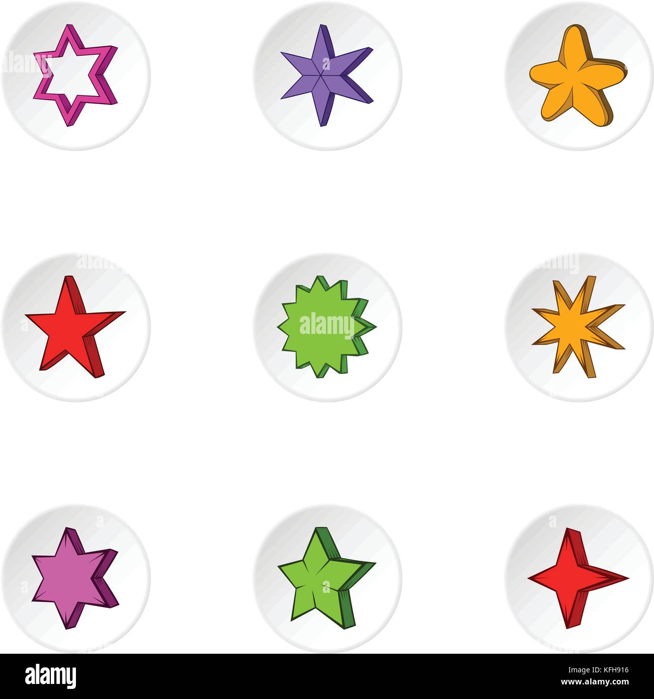 Five-pointed star icons set, cartoon style Stock Vector Image & Art - Alamy