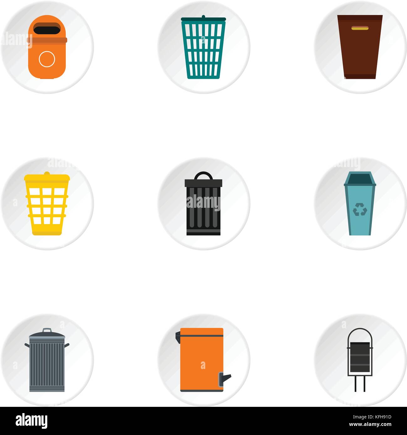 Bin icons set, flat style Stock Vector Image & Art - Alamy