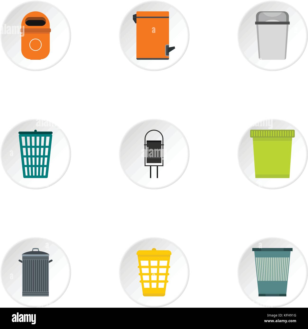 Trash can icons set, flat style Stock Vector Image & Art - Alamy
