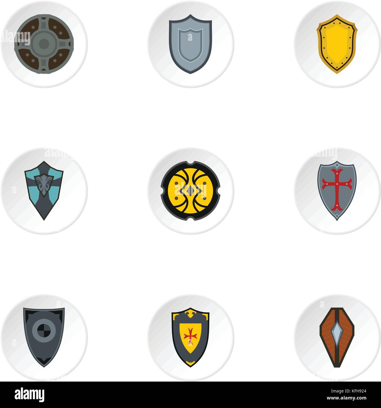 Protective shield icons set, flat style Stock Vector Image & Art - Alamy