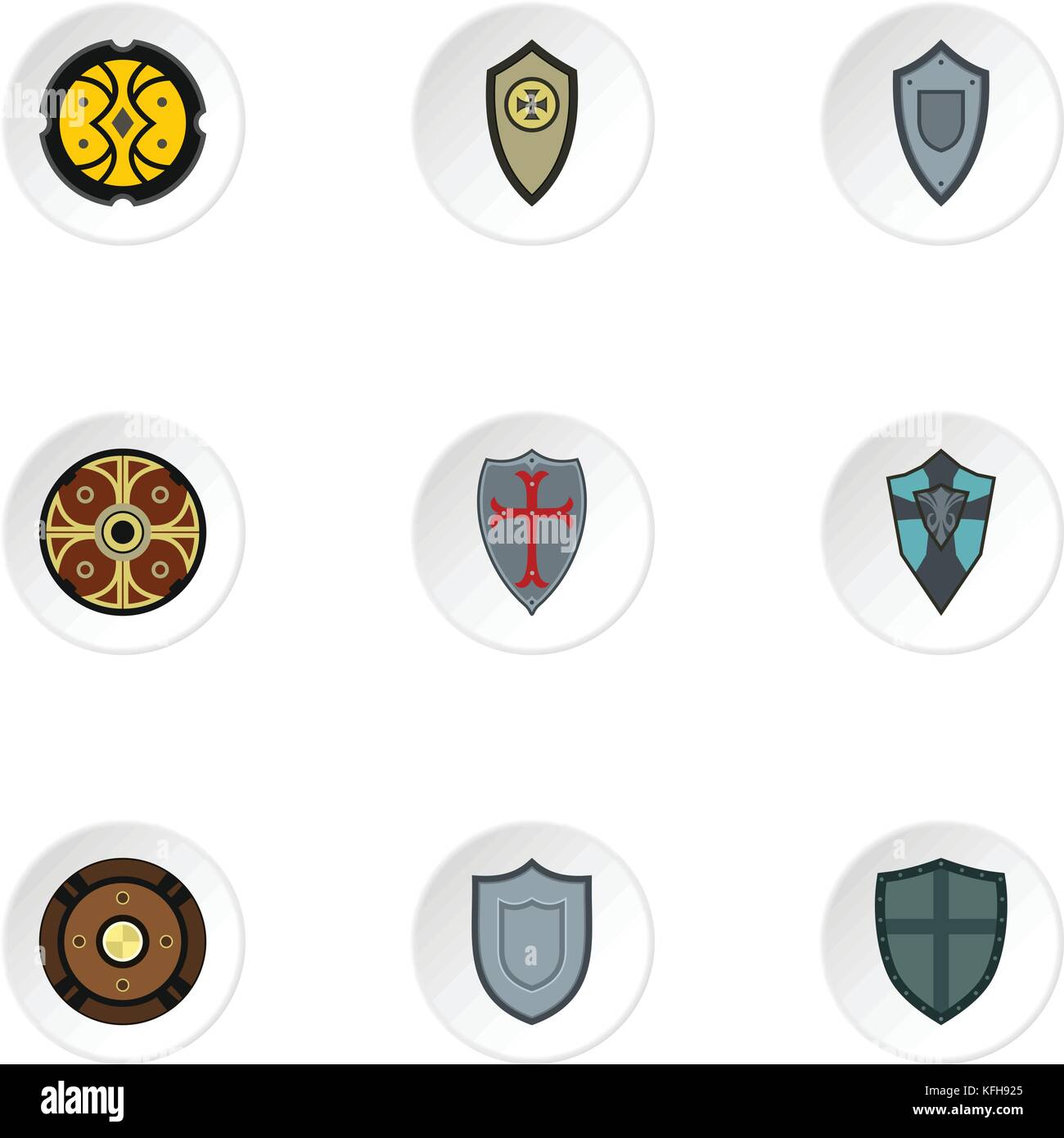 Military shieldd icons set, flat style Stock Vector Image & Art - Alamy