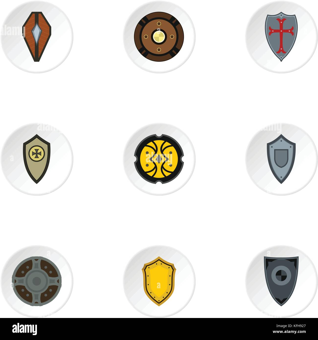 Combat shield icons set, flat style Stock Vector Image & Art - Alamy