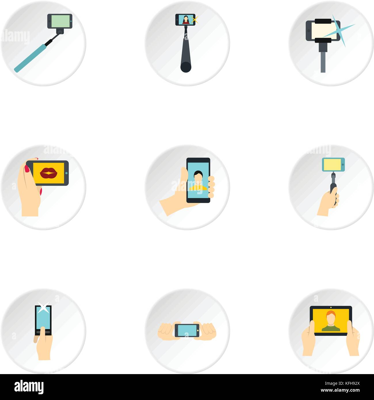 Selfie icons set, flat style Stock Vector Image & Art - Alamy