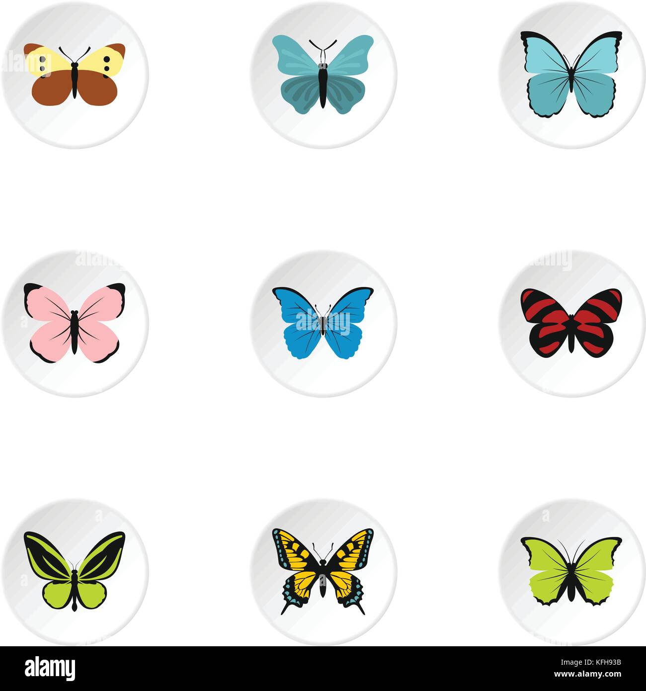 Butterfly icons set, flat style Stock Vector Image & Art - Alamy