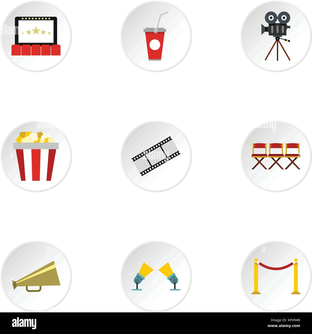 Movie theater icons set, flat style Stock Vector Image & Art - Alamy