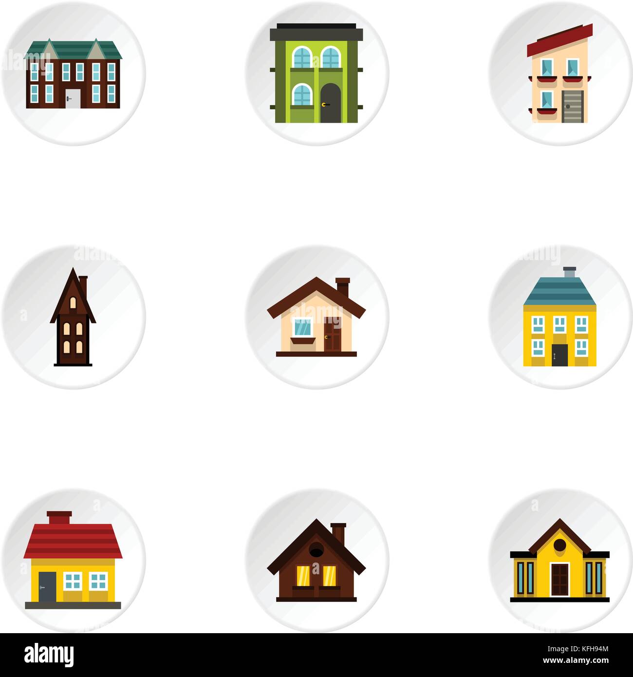 Building icons set, flat style Stock Vector Image & Art - Alamy