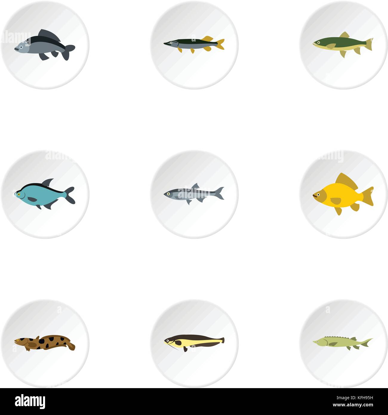 Ocean fish icons set, flat style Stock Vector Image & Art - Alamy