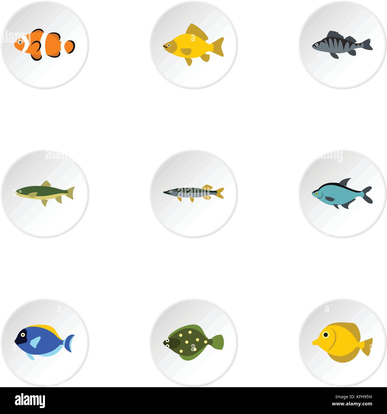 River fish icons set, flat style Stock Vector Image & Art - Alamy