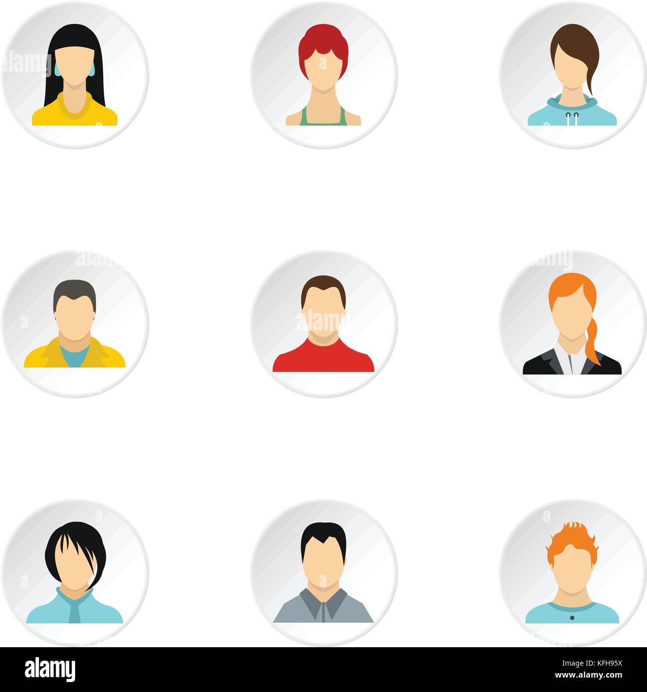 Avatar of different people icons set, flat style Stock Vector Image ...