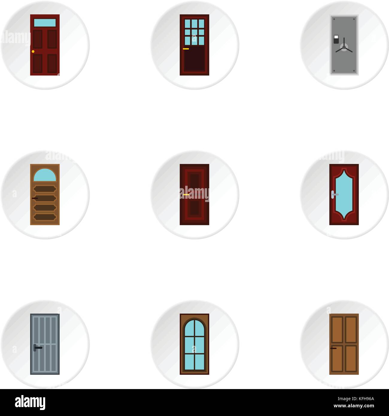 Interior doors icons set, flat style Stock Vector Image & Art - Alamy