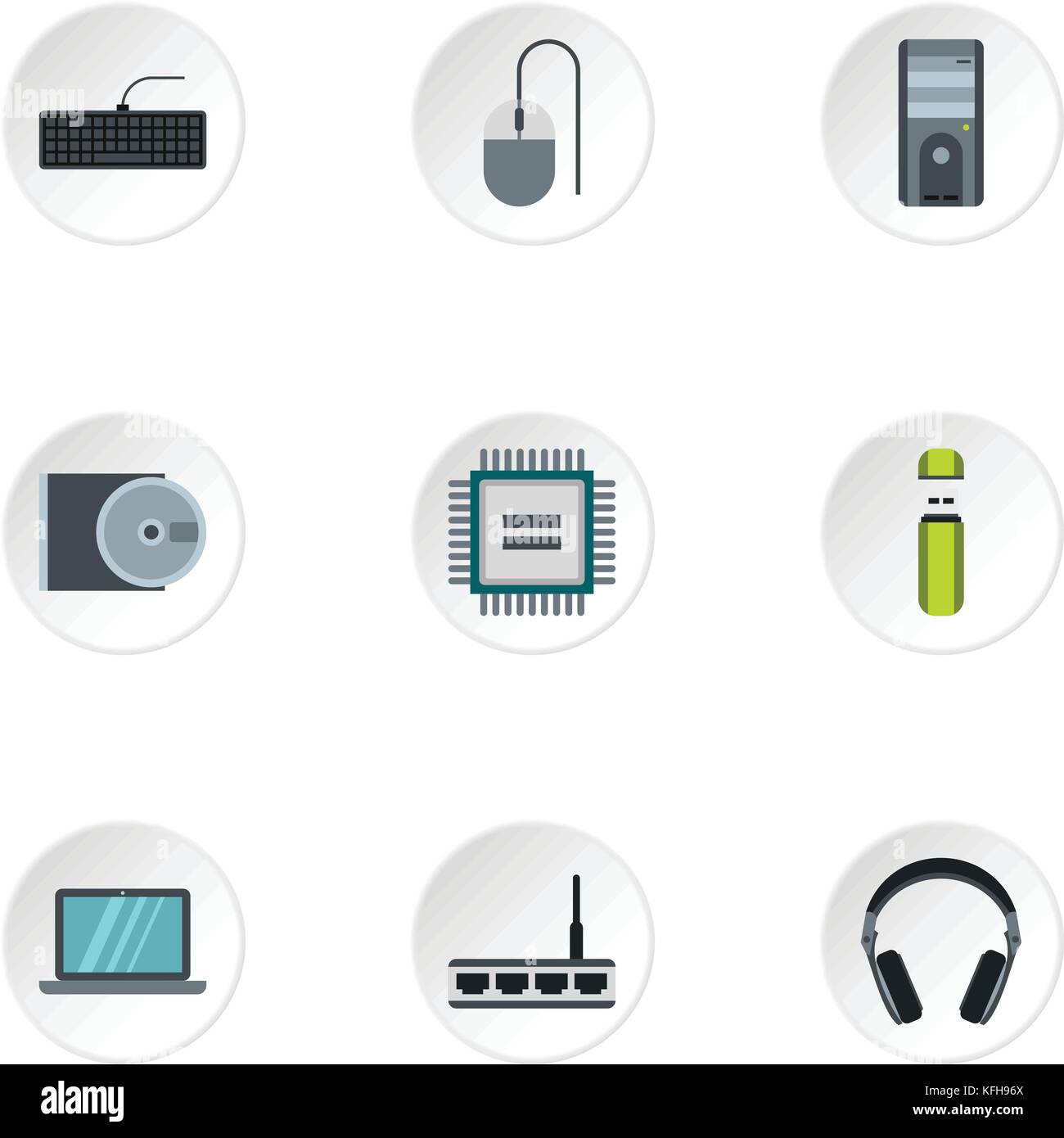 Computer data icons set, flat style Stock Vector Image & Art - Alamy