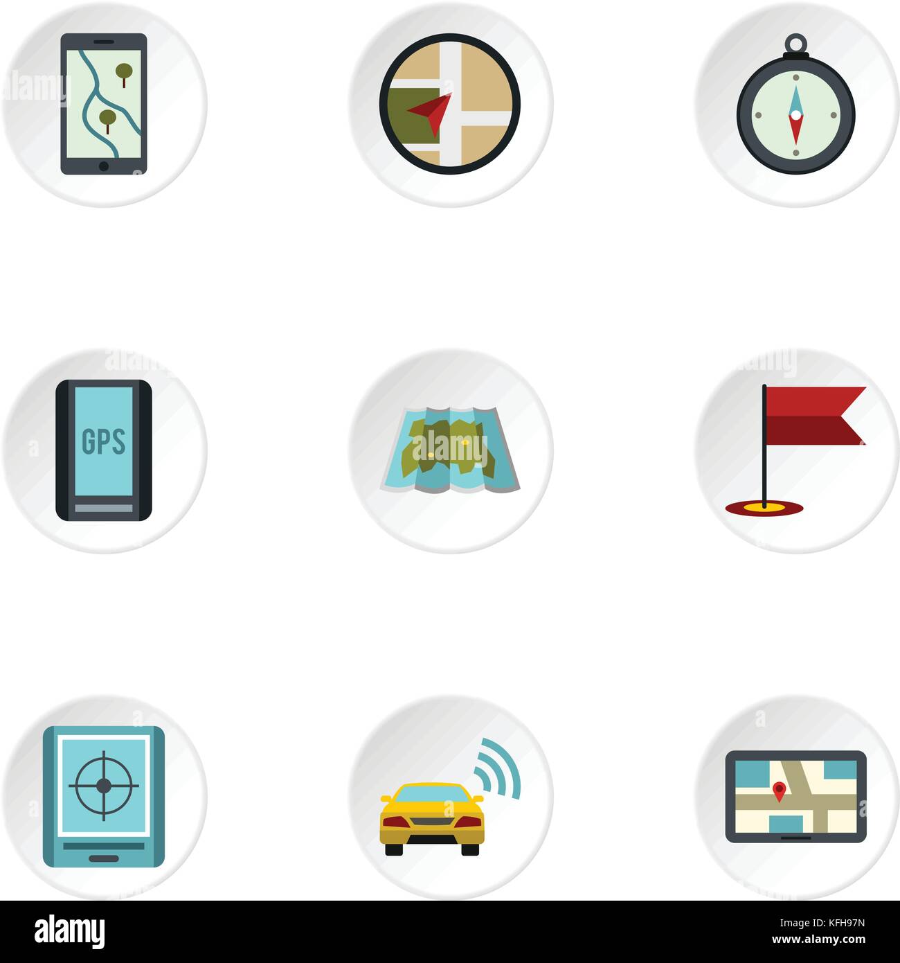 Navigation icons set, flat style Stock Vector Image & Art - Alamy