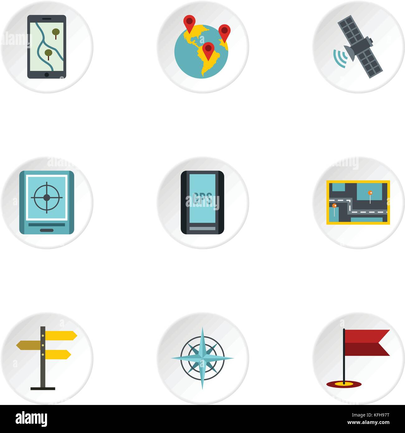 GPS map icons set, flat style Stock Vector Image & Art - Alamy