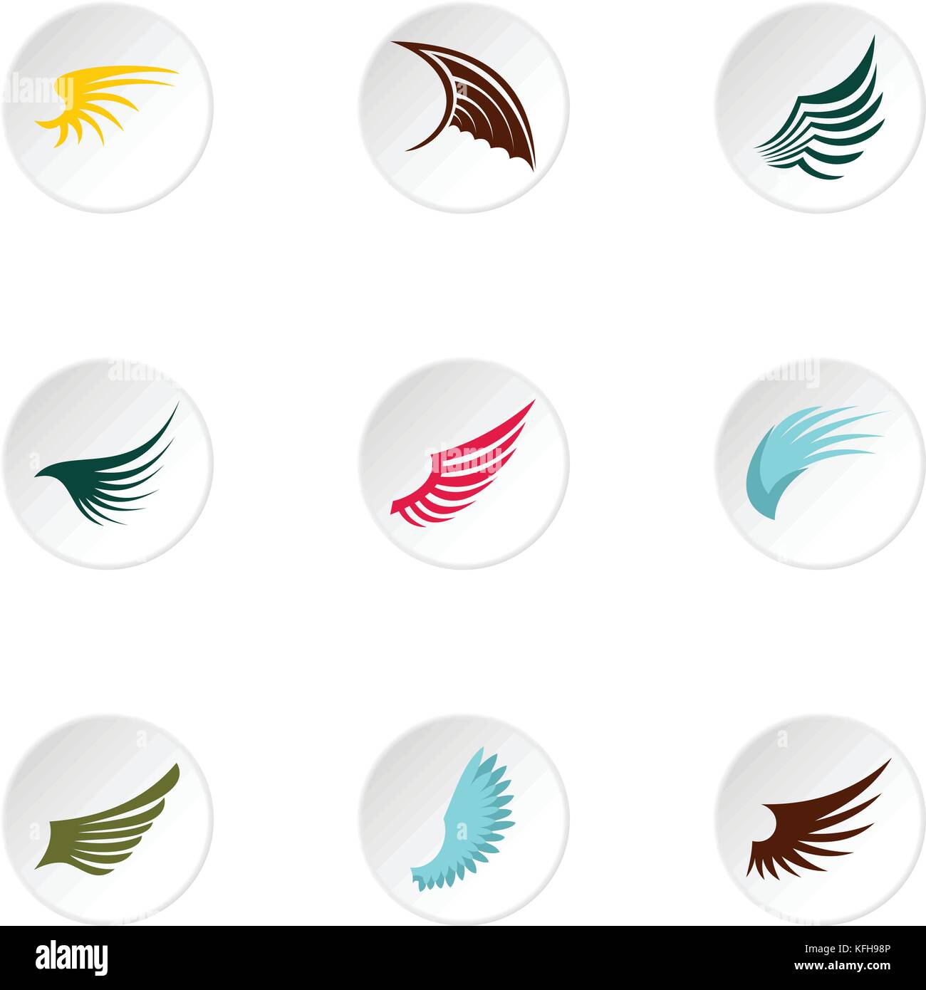 Different wings icons set, flat style Stock Vector Image & Art - Alamy