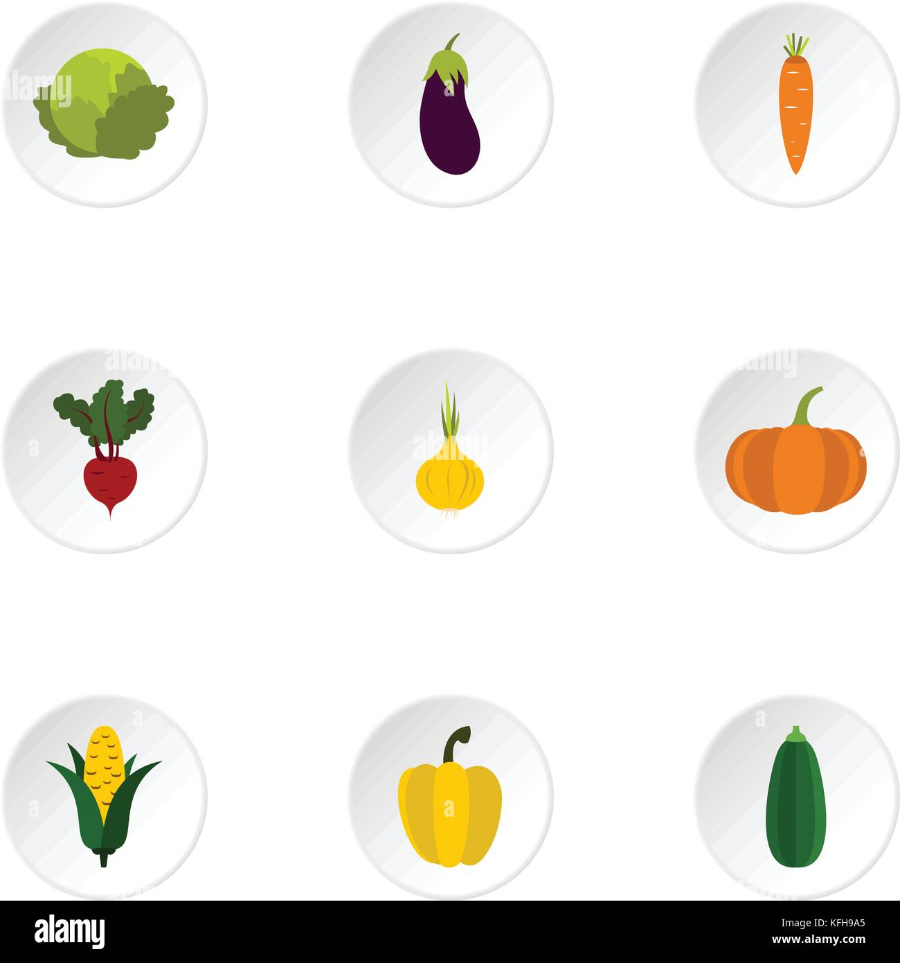Fresh vegetables icons set, flat style Stock Vector Image & Art - Alamy