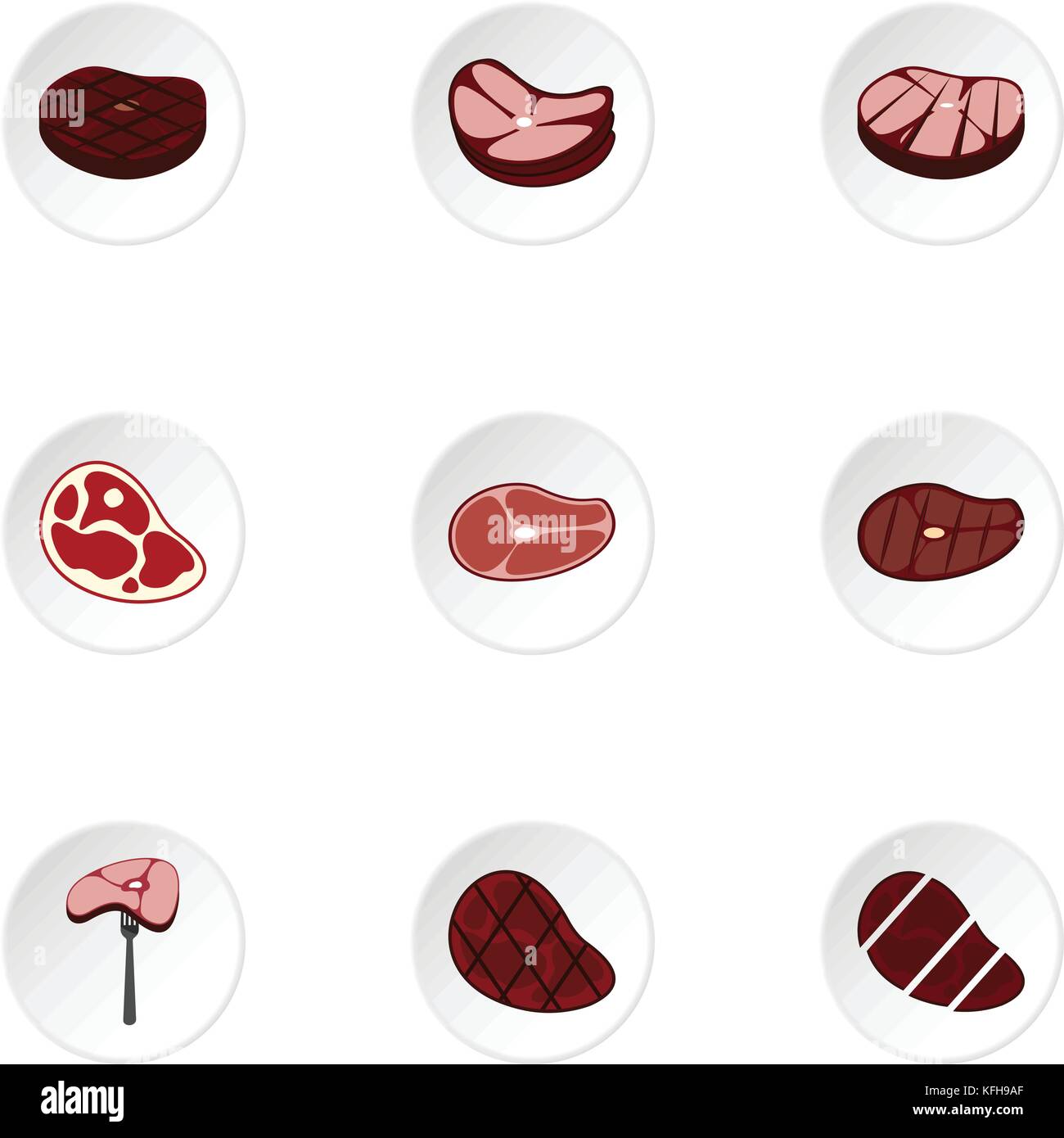 Meat icons set, flat style Stock Vector Image & Art - Alamy