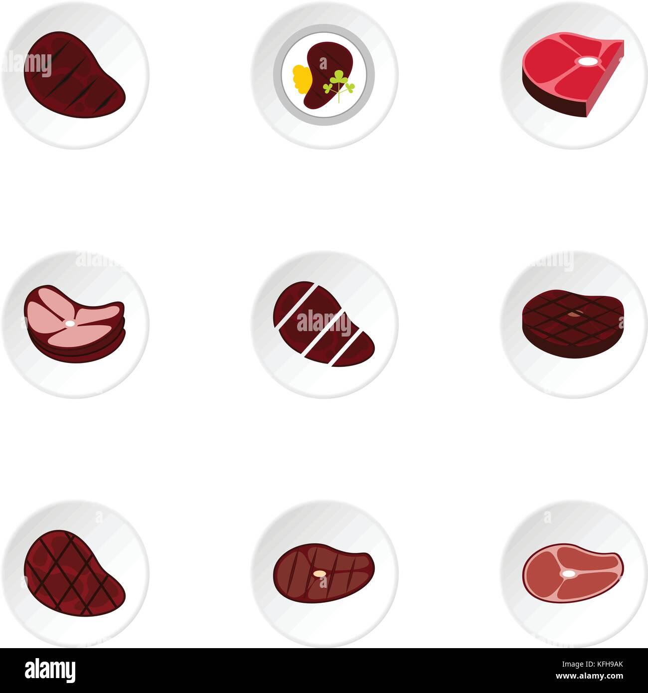 Steak icons set, flat style Stock Vector Image & Art - Alamy