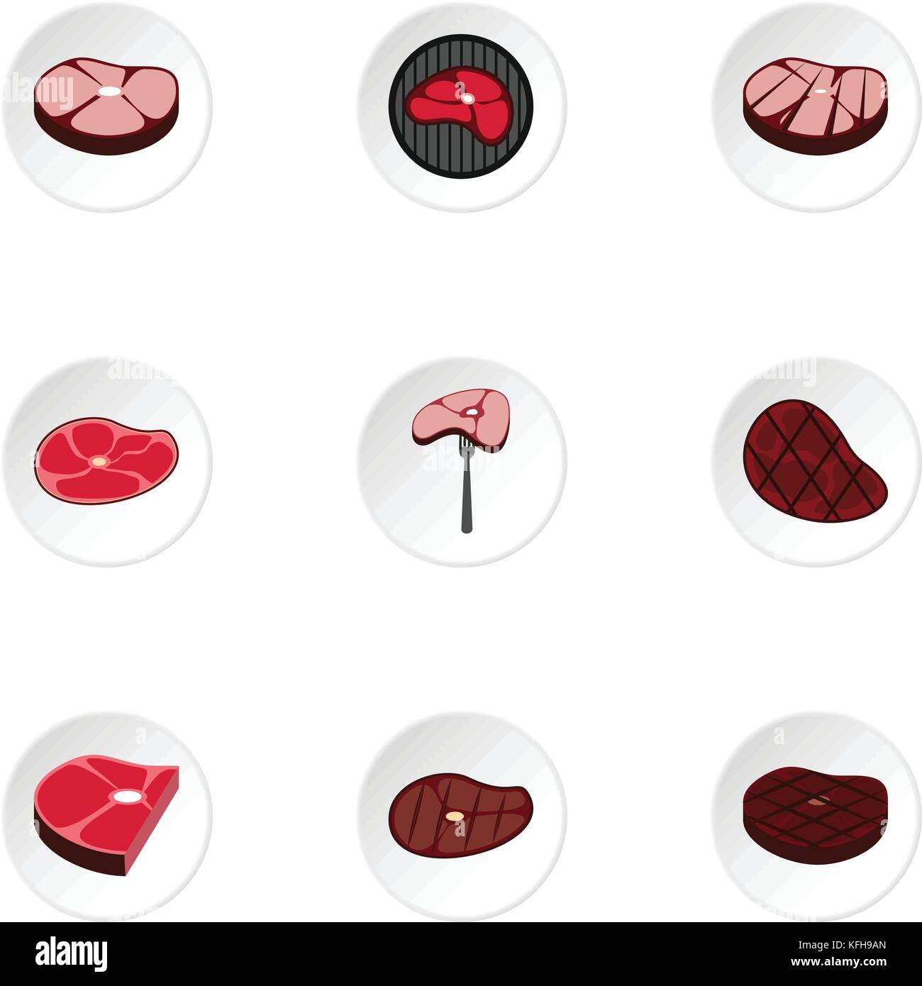 Beef icons set, flat style Stock Vector Image & Art - Alamy