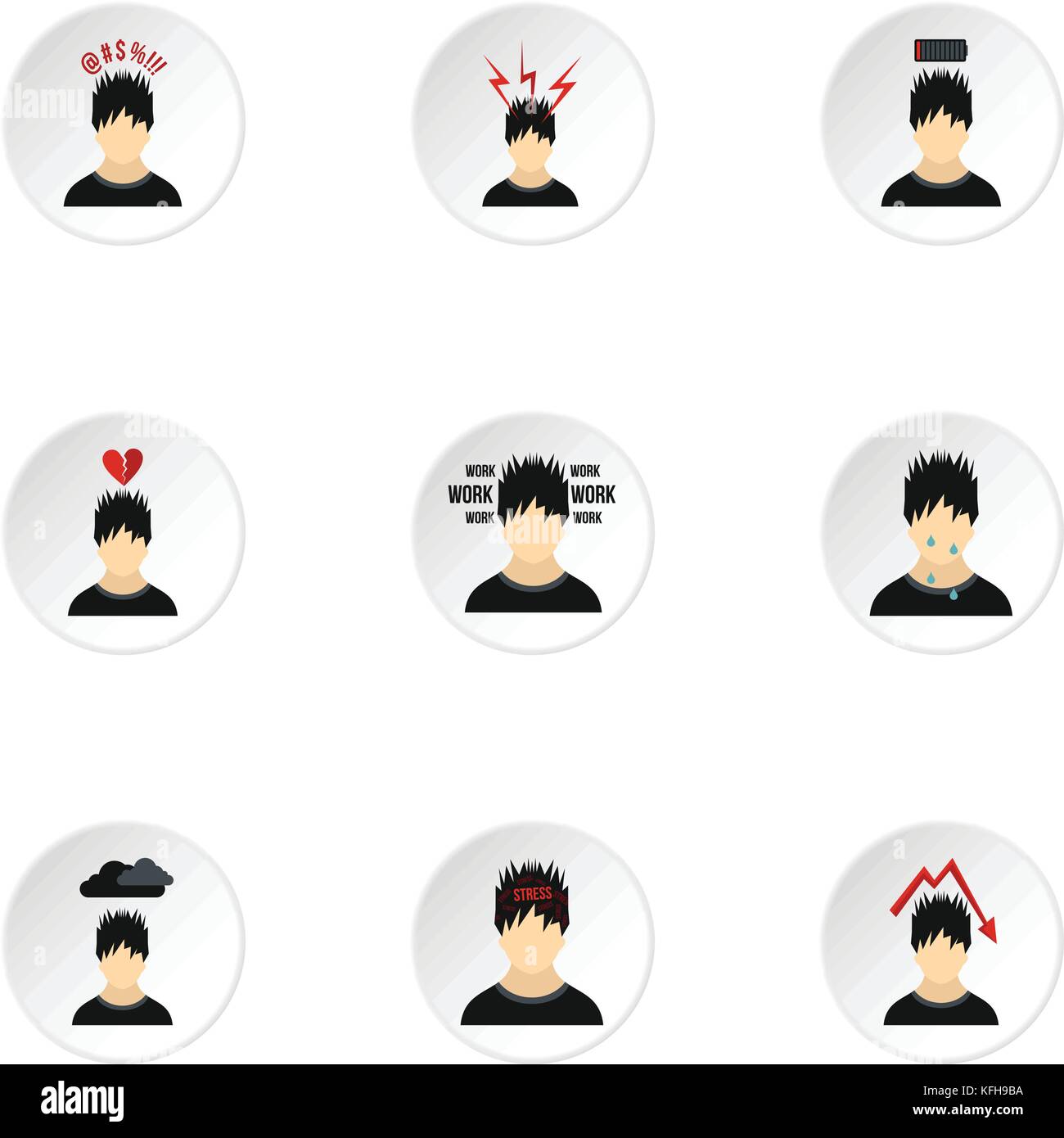 Emotions icons set, flat style Stock Vector Image & Art - Alamy