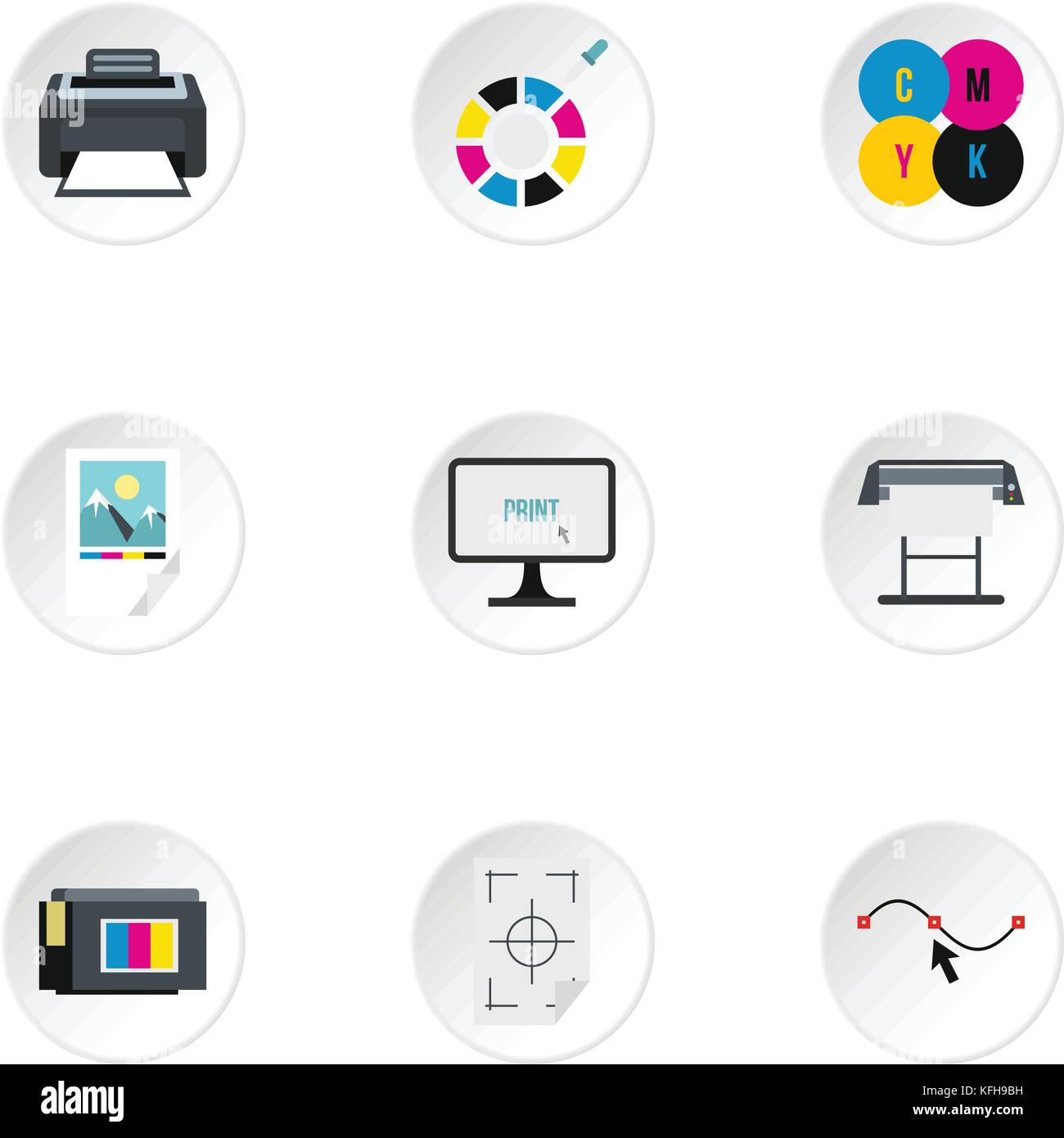 Printer icons set, flat style Stock Vector Image & Art - Alamy