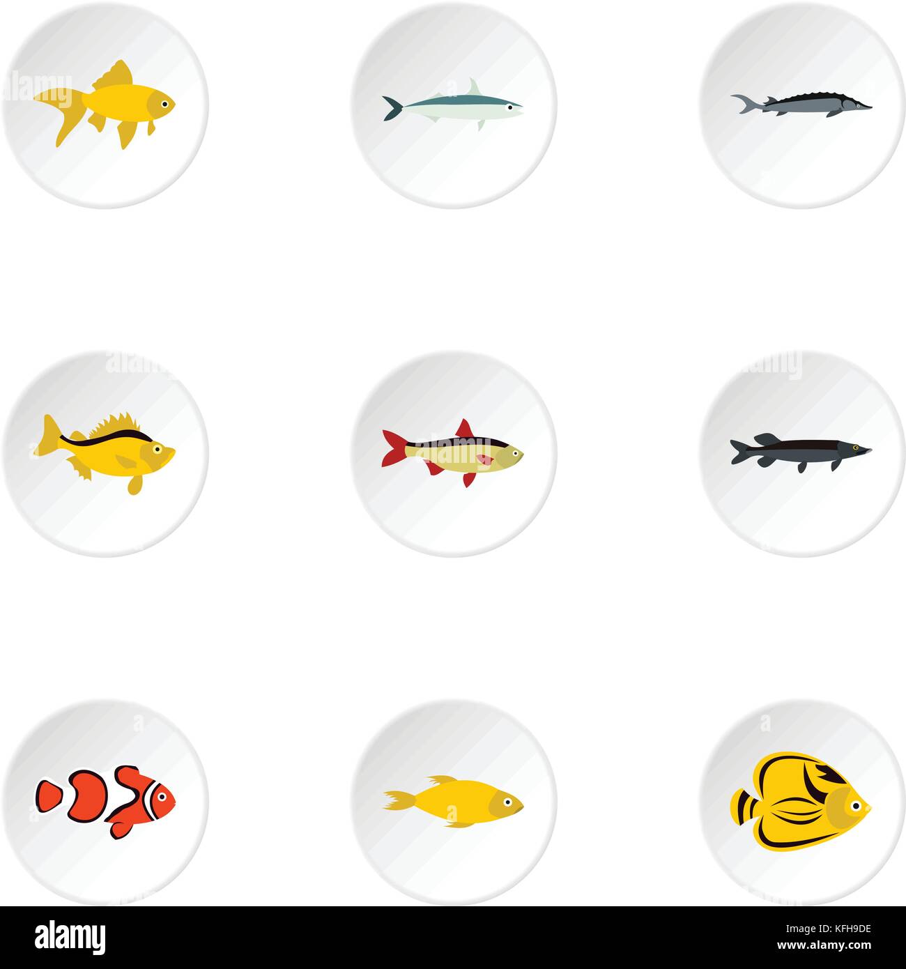 Marine fish icons set, flat style Stock Vector Image & Art - Alamy