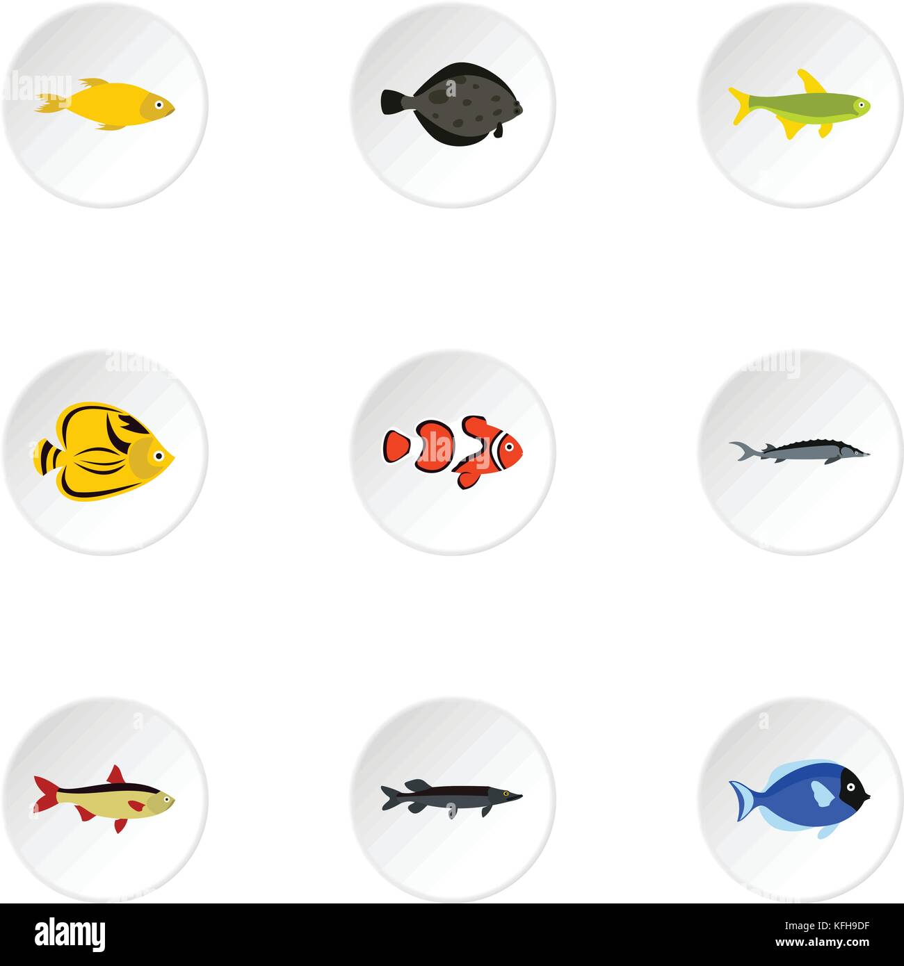 Tropical fish icons set, flat style Stock Vector Image & Art - Alamy