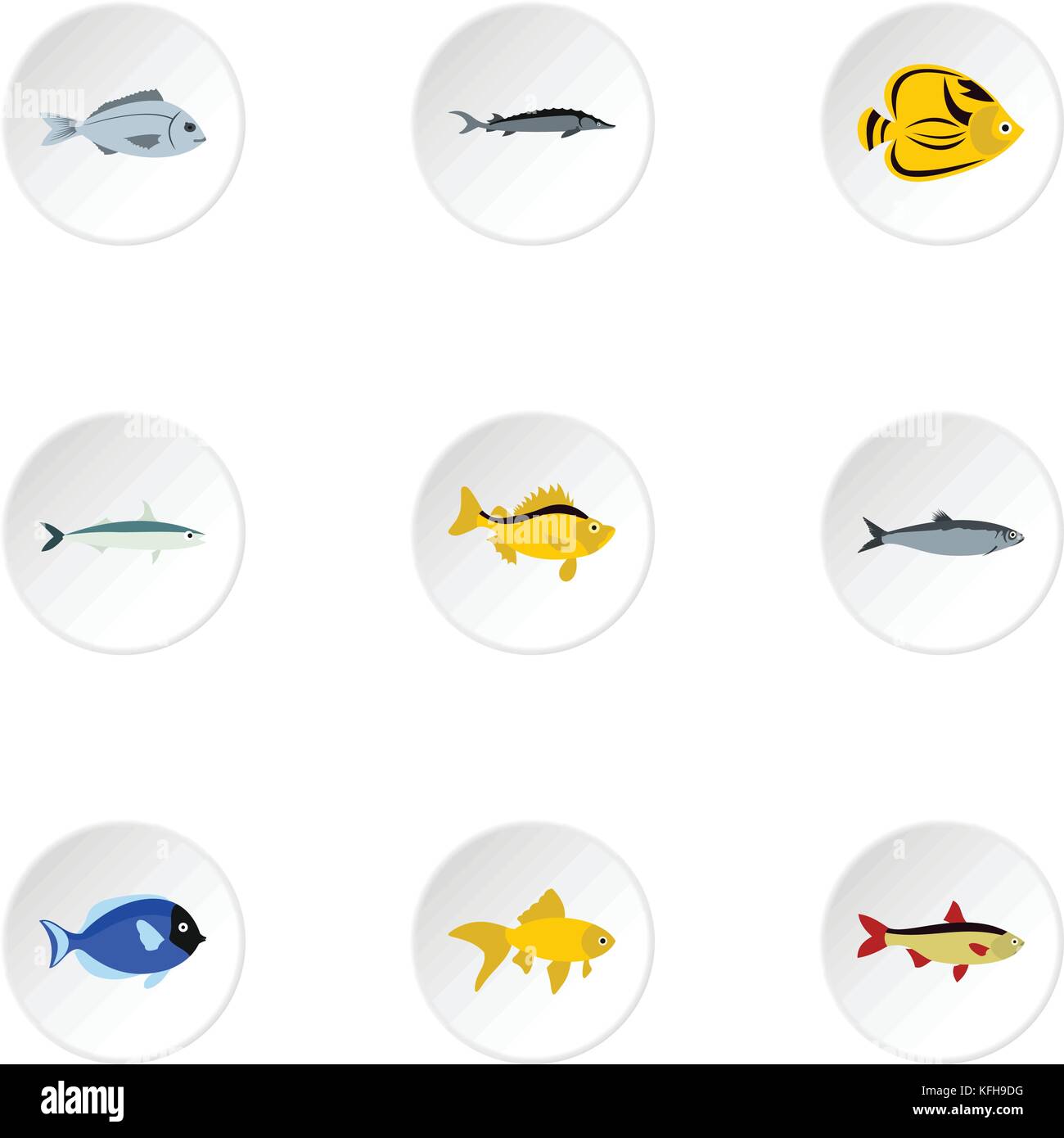 Ocean fish icons set, flat style Stock Vector Image & Art - Alamy