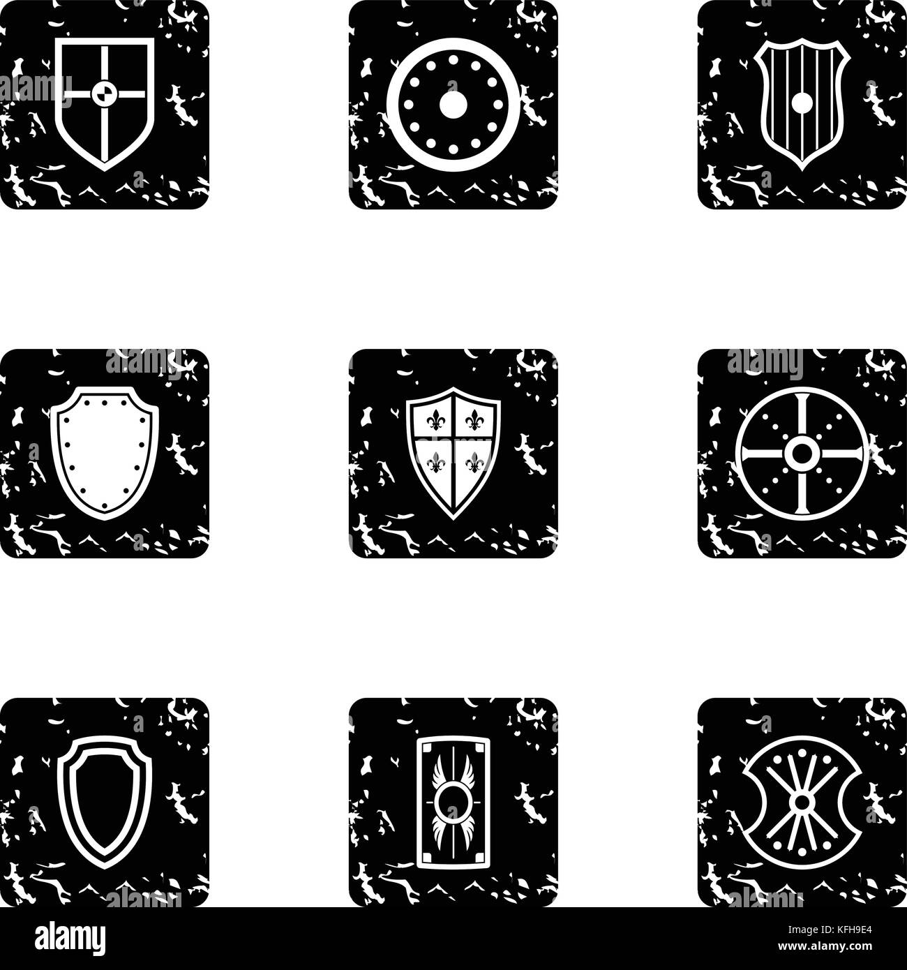 Army shield icons set, grunge style Stock Vector Image & Art - Alamy