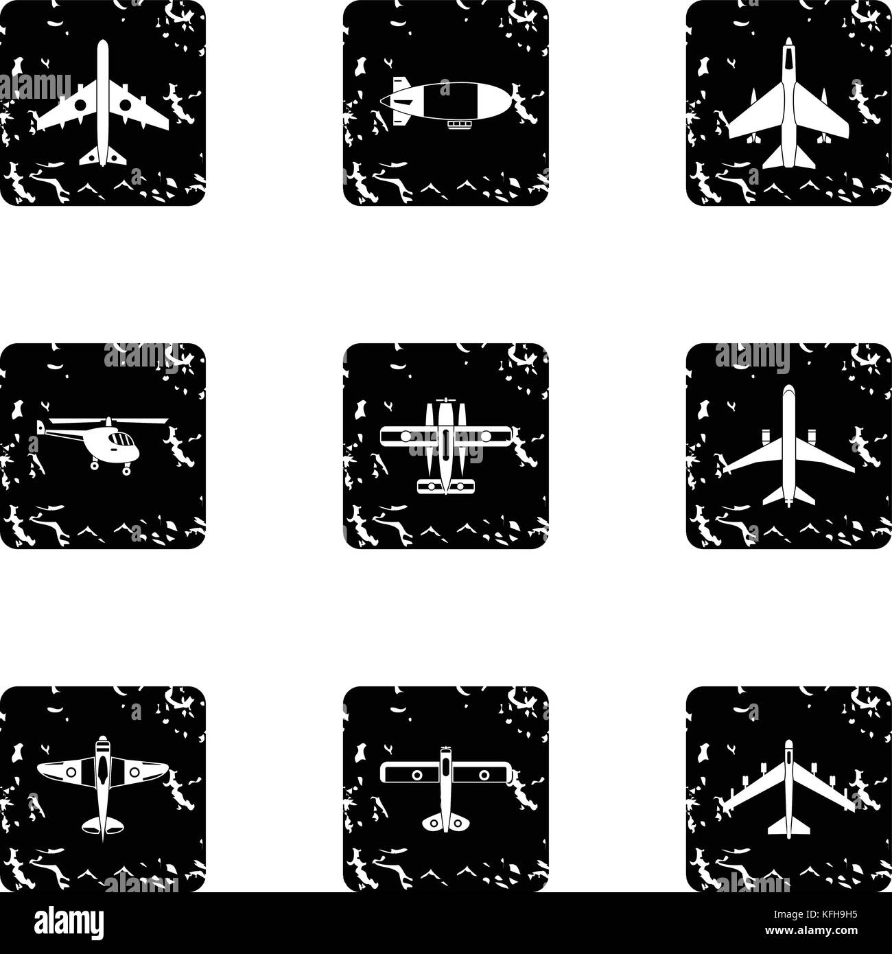 Combat aircraft icons set, grunge style Stock Vector Image & Art - Alamy