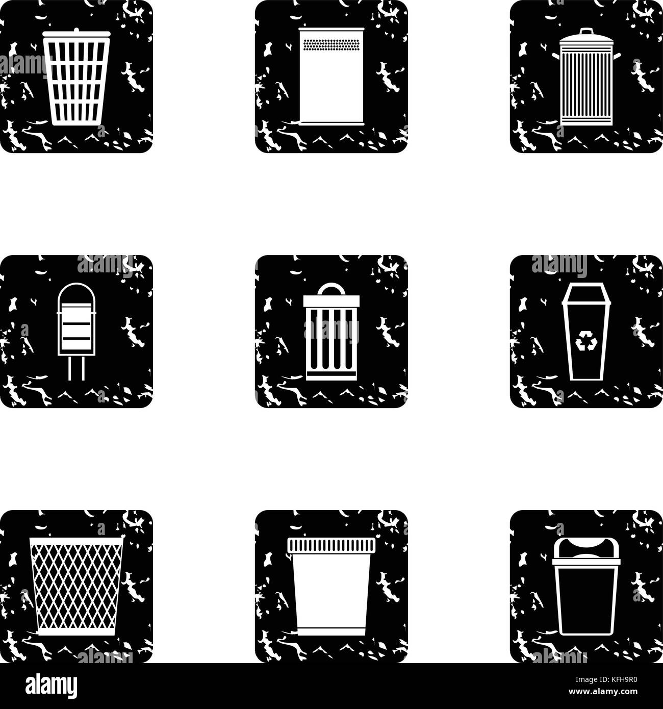 Bin icons set, grunge style Stock Vector Image & Art - Alamy