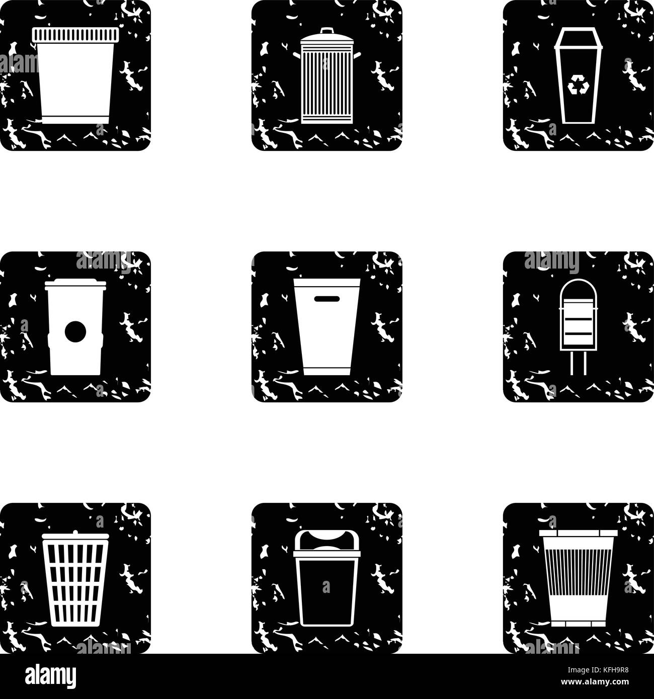 Waste rubbish icons set, grunge style Stock Vector Image & Art - Alamy